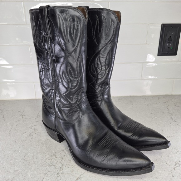 Justin Boots | Shoes | Vintage Justin Black Leather Cowboy Boots 2 B 7s ...